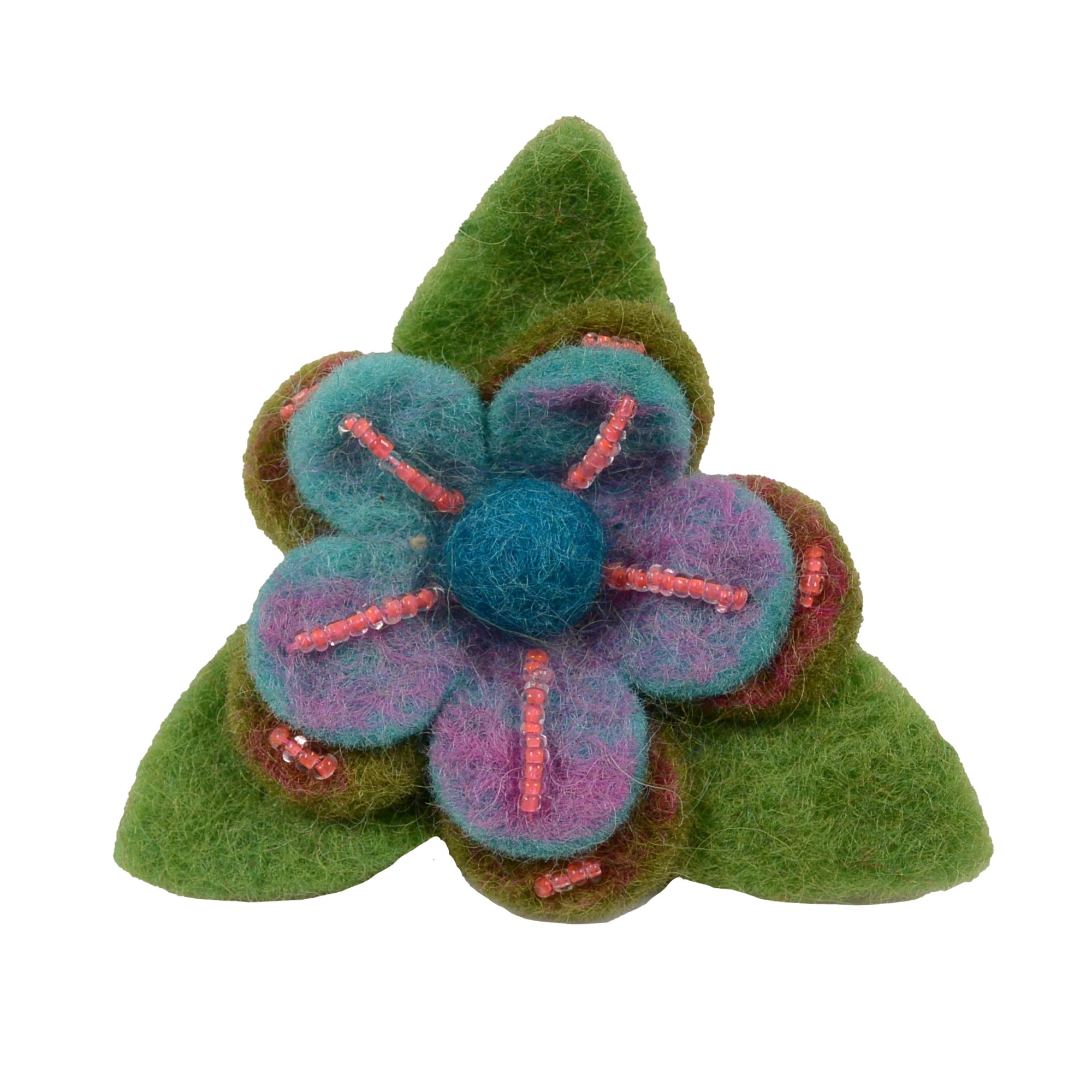 Filz Accessoires Blumen-Haargummi aus Wolle - Mix Blau